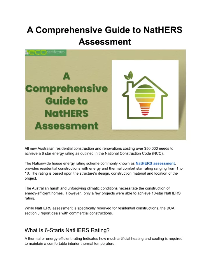 PPT - A Comprehensive Guide to NatHERS Assessment PowerPoint ...