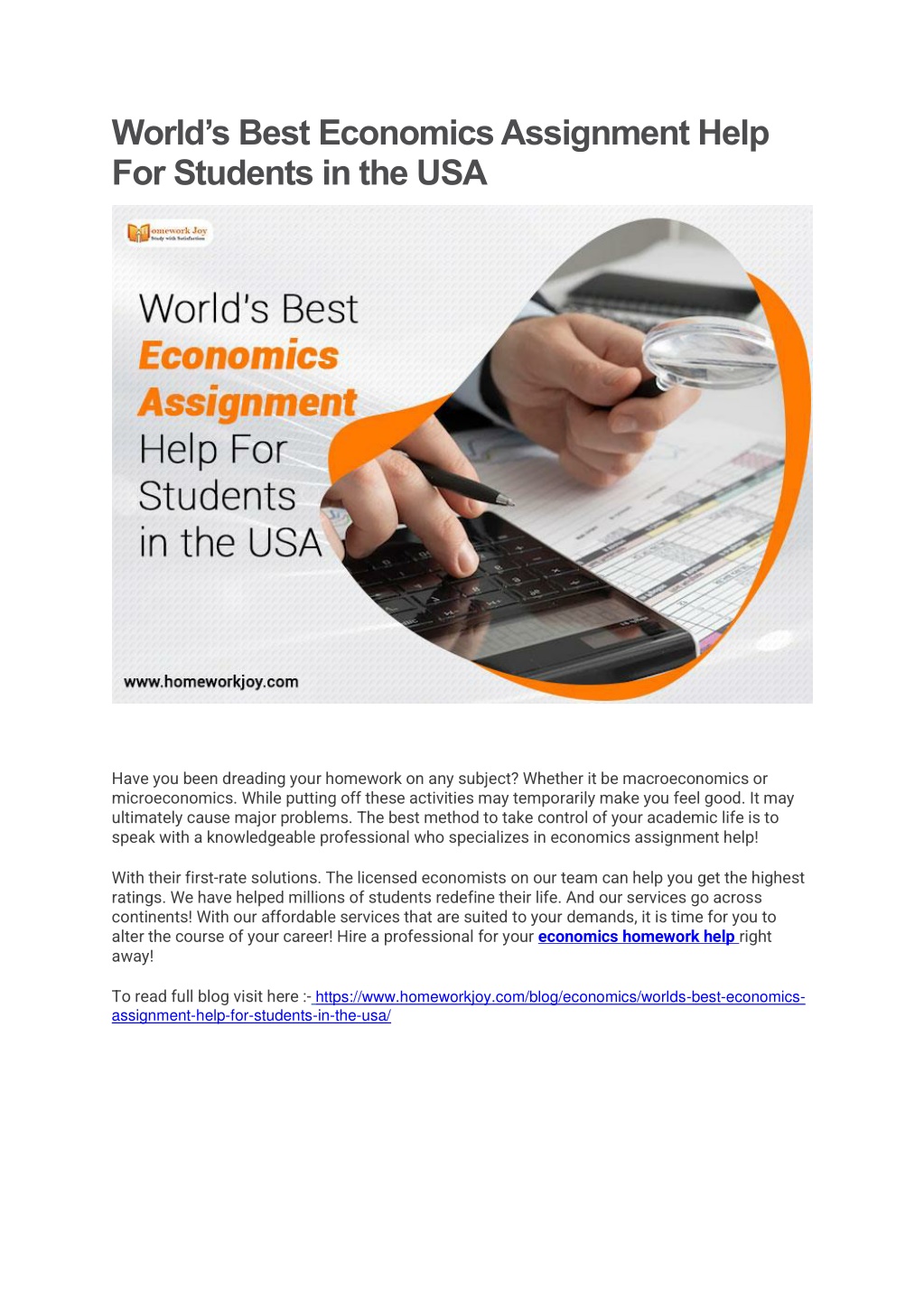 PPT - World’s Best Economics Assignment Help For Students in the USA ...