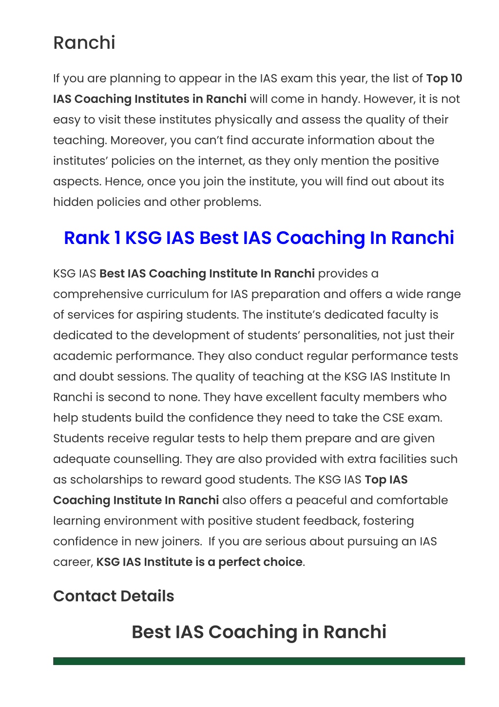 PPT - Best IAS Coaching in Ranchi PowerPoint Presentation, free ...
