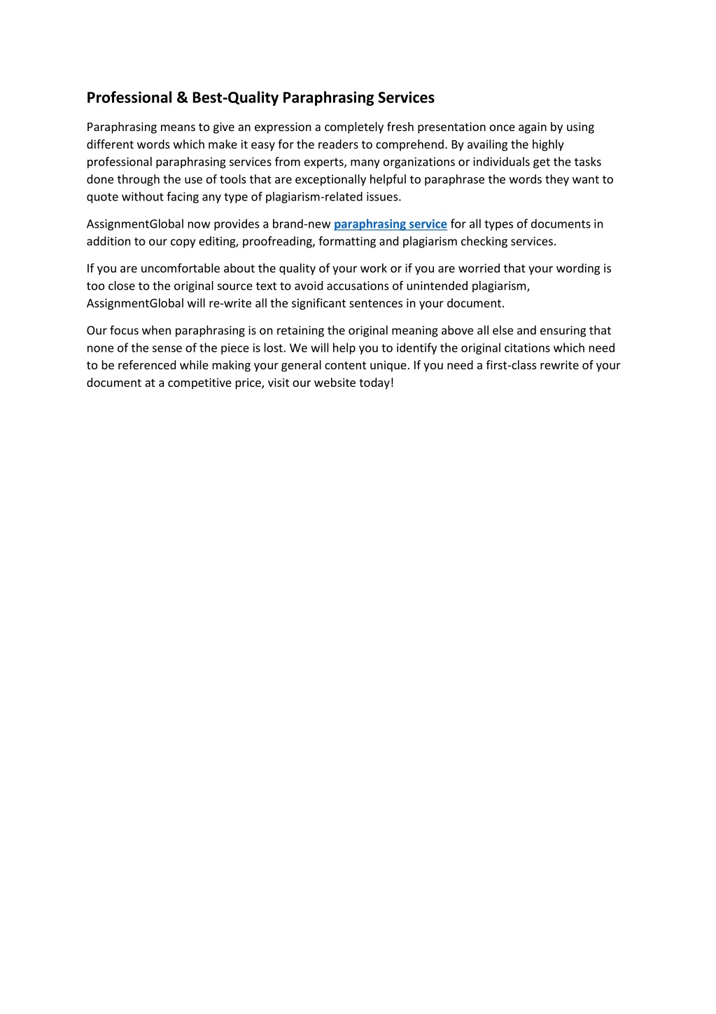 PPT - Professional & Best-Quality Paraphrasing Services PowerPoint ...