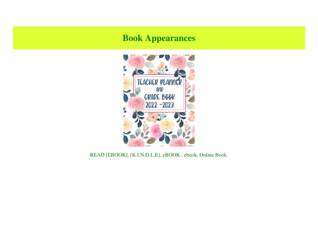 PPT - [DOWNLOAD^^][PDF] Teacher Planner And Grade Book 2022-2023 Floral ...