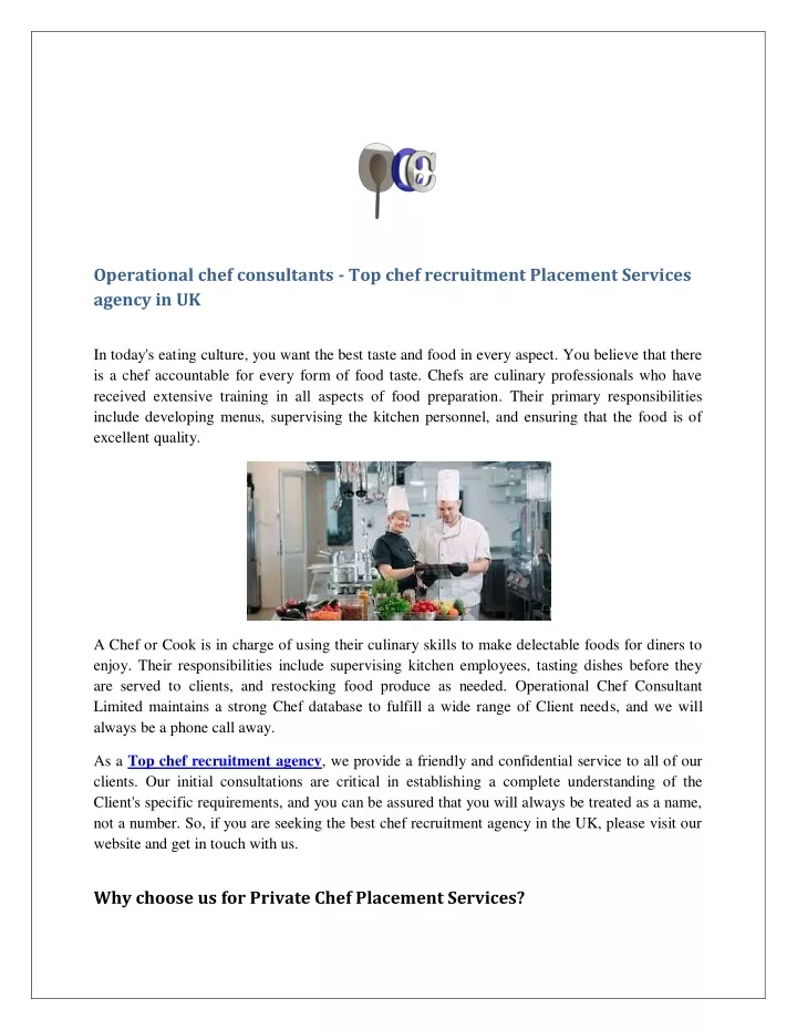 PPT - Private Chef Placement Services PowerPoint Presentation, free ...