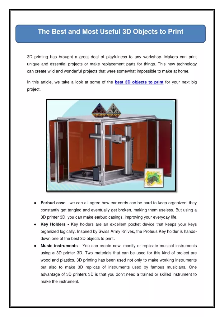 PPT - The Best and Most Useful 3D Objects to Print PowerPoint ...