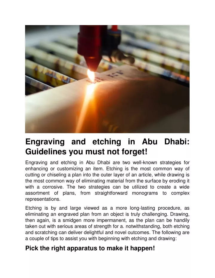PPT - Engraving and etching in Abu Dhabi Guidelines you must not forget ...