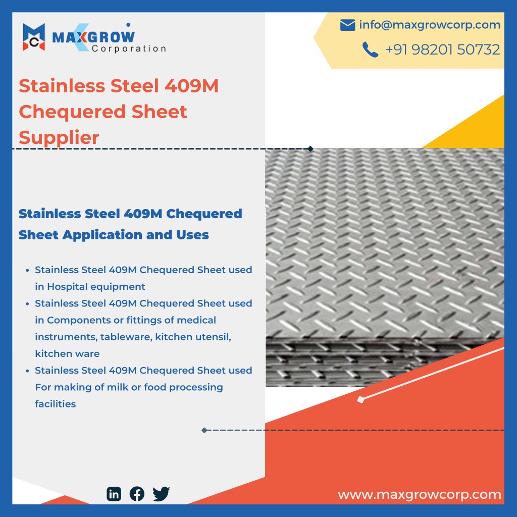 PPT - Chequered Sheet | Stainless Steel 409 Chequered Sheet | Max Grow ...