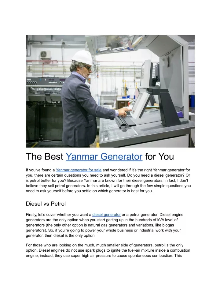 PPT - The Best Yanmar Generator for You PowerPoint Presentation, free ...