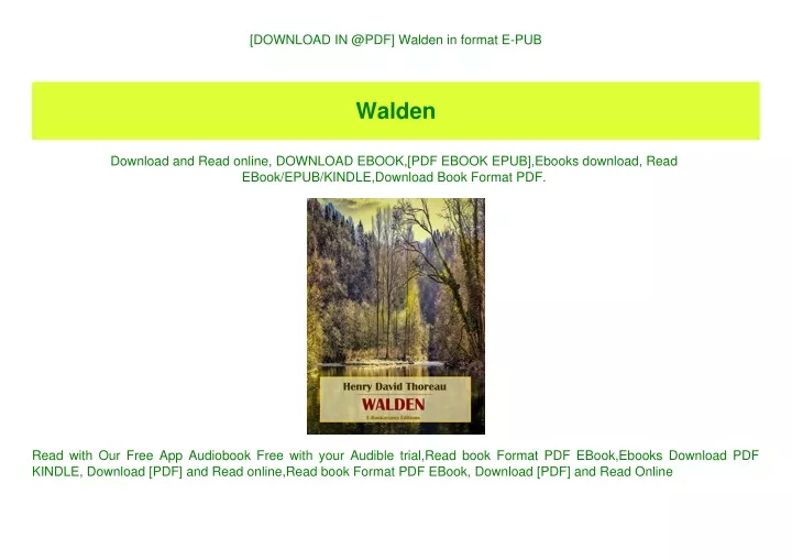 PPT - [DOWNLOAD IN @PDF] Walden in format E-PUB PowerPoint Presentation ...