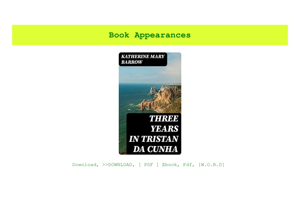 PPT - [FREE] [DOWNLOAD] [READ] Three Years in Tristan da Cunha Online ...