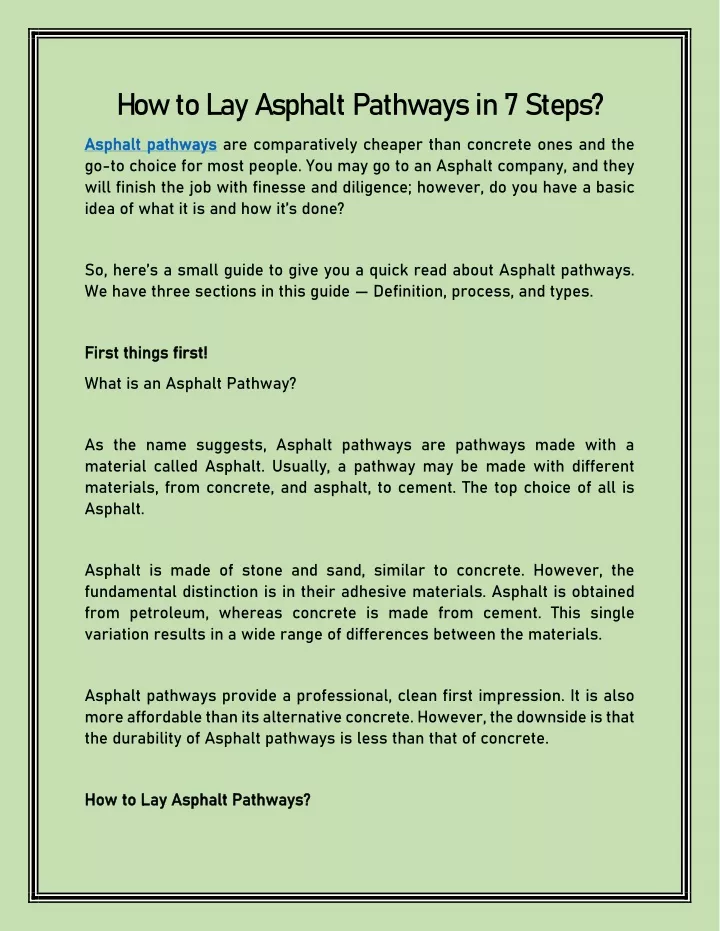PPT - How to Lay Asphalt Pathways in 7 Steps PowerPoint Presentation ...