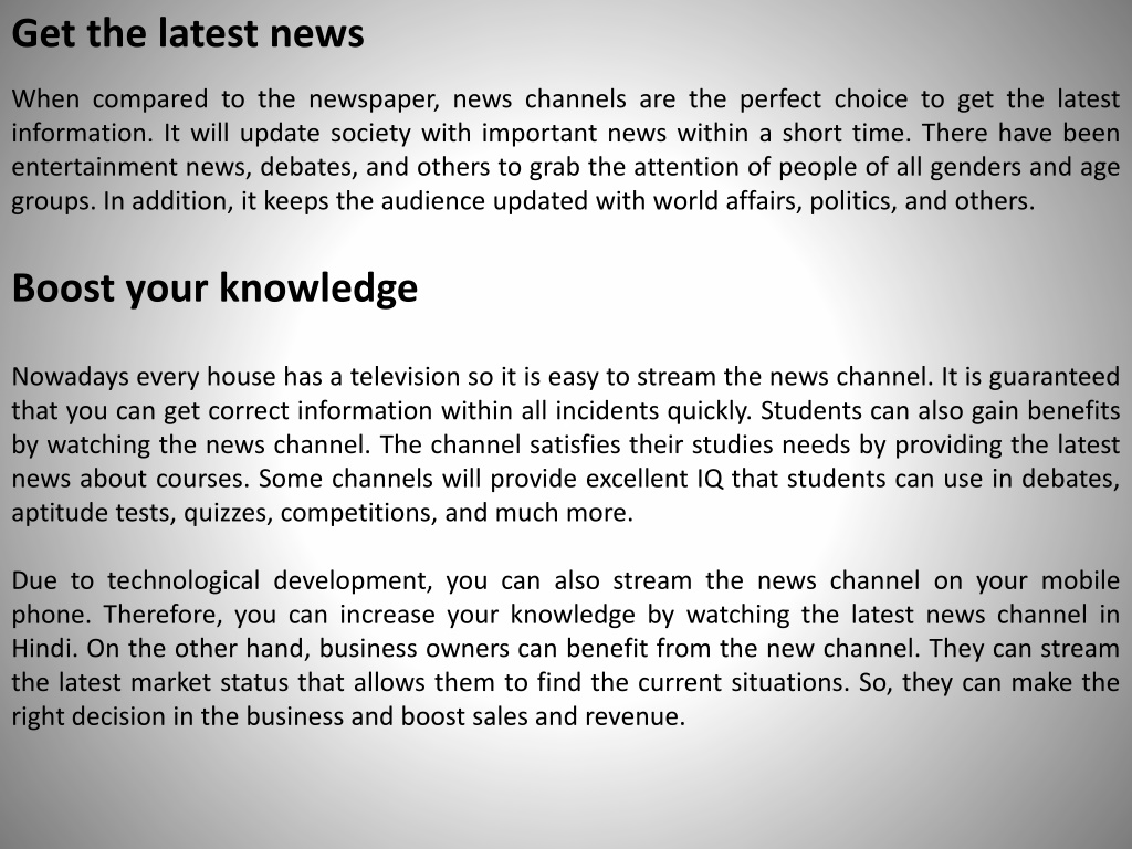 PPT - Why It Is Advantageous To Choose The Best News Channel In India ...