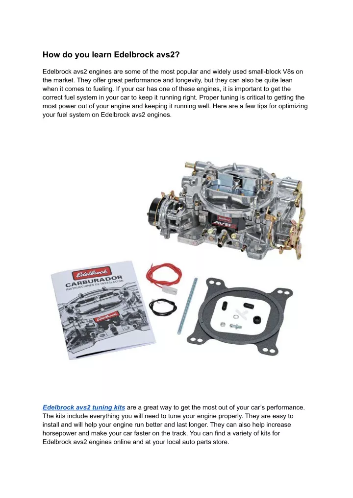 PPT - How do you lean out Edelbrock avs2 PowerPoint Presentation, free ...