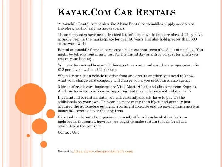 PPT - Kayak Cars PowerPoint Presentation, free download - ID:11599996