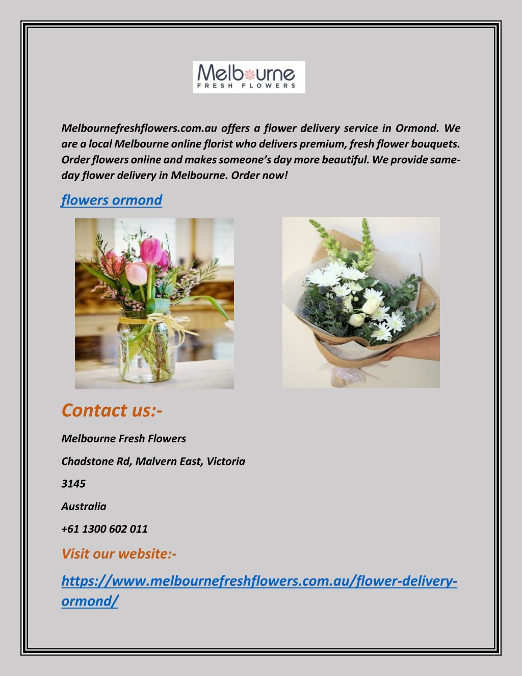 PPT - Flowers Ormond | Melbournefreshflowers.com.au PowerPoint ... PPT - Flowers Ormond | Melbournefreshflowers.com.au PowerPoint ...