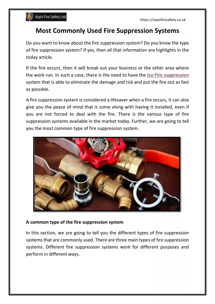 PPT - Most Commonly Used Fire Suppression Systems PowerPoint ...