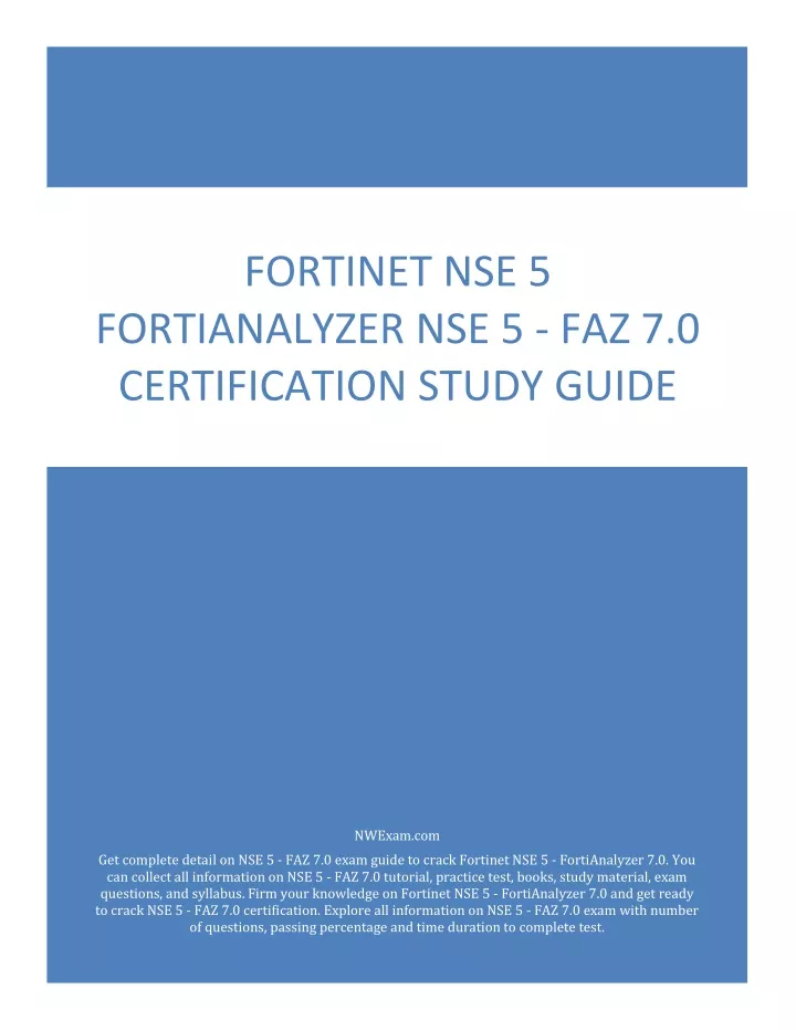 PPT - Fortinet NSE 5 FortiAnalyzer NSE 5 - FAZ 7.0 Certification Study ...