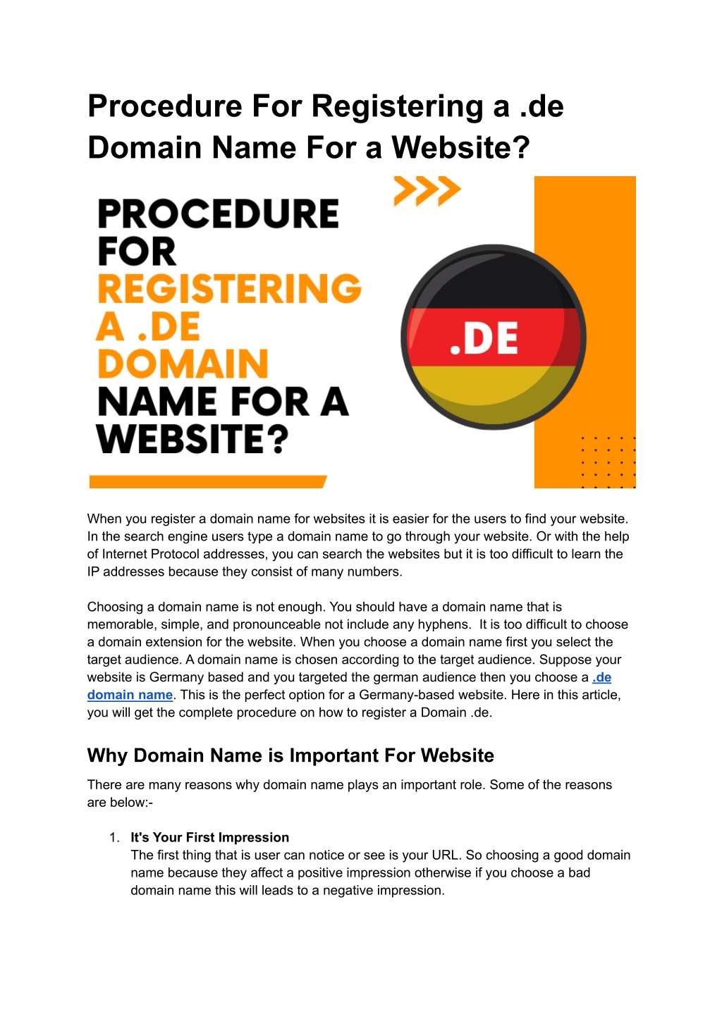 PPT - Procedure For Registering a .de Domain Name For a Website ...