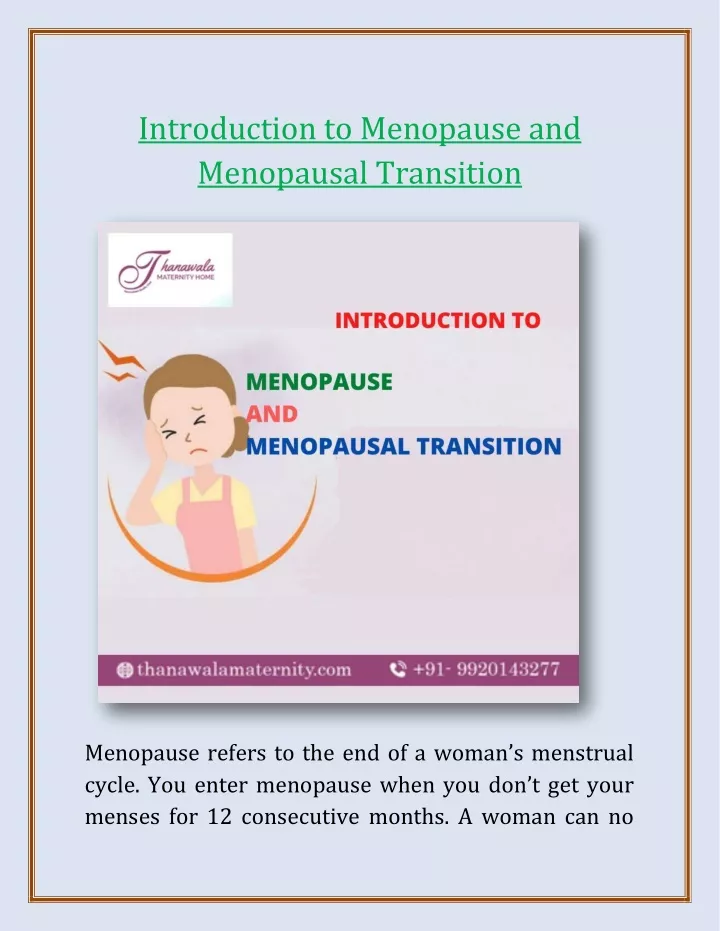 PPT - Introduction to Menopause and Menopausal Transition PowerPoint ...