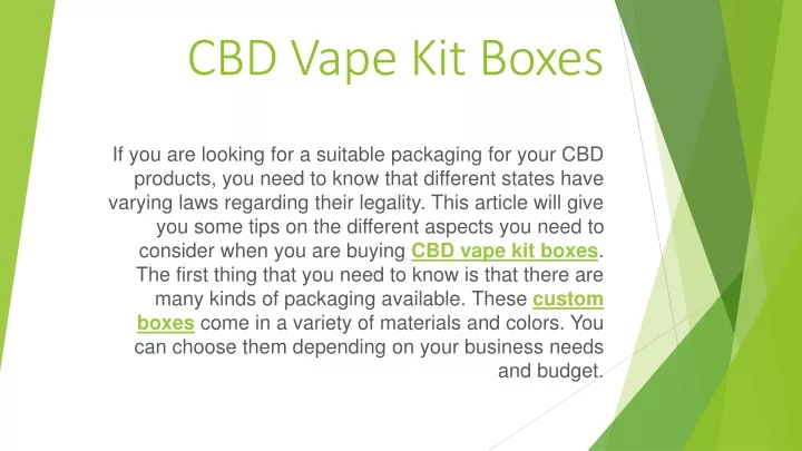 PPT - CBD Vape Kit Boxes PowerPoint Presentation, free download - ID:11605605