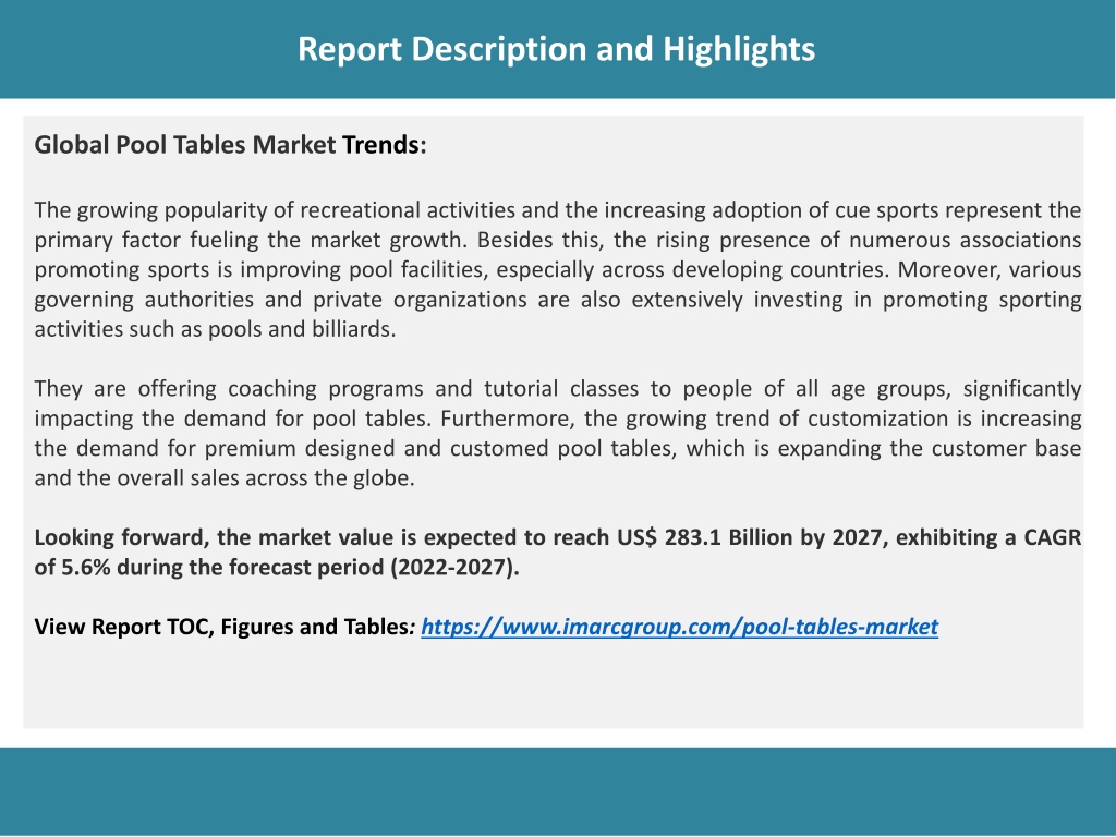 PPT - Pool Tables Market PDF: Industry Overview, Growth Rate and ...