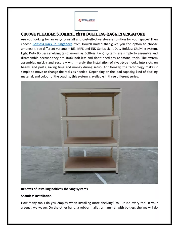 PPT - Choose Flexible Storage with Boltless Rack in Singapore ...