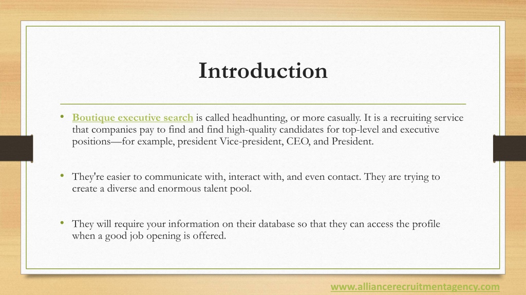 PPT - Boutique Executive Search Firm For Hire PowerPoint Presentation ...
