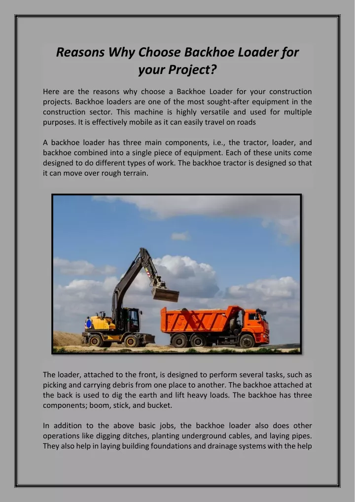 PPT - Reasons Why Choose Backhoe Loader for your Project PowerPoint ...