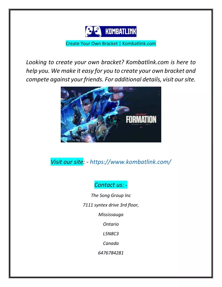 PPT - Create Your Own Bracket Kombatlinkcom PowerPoint Presentation, free download - ID:11608706