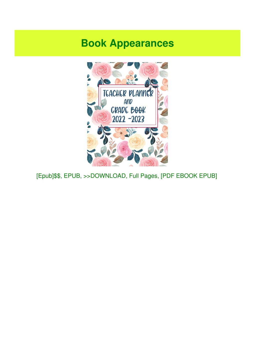 PPT - Pdf [download]^^ Teacher Planner And Grade Book 2022-2023 Floral ...