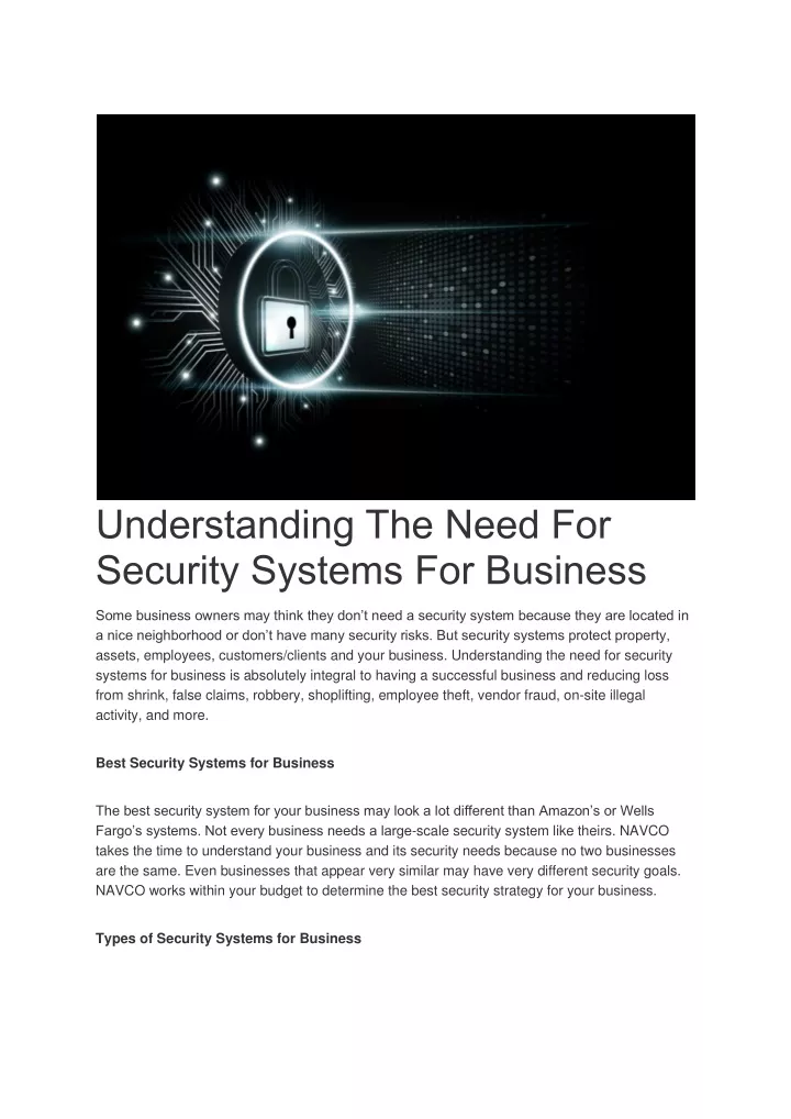 PPT - Understanding The Need For Security Systems For Business ...