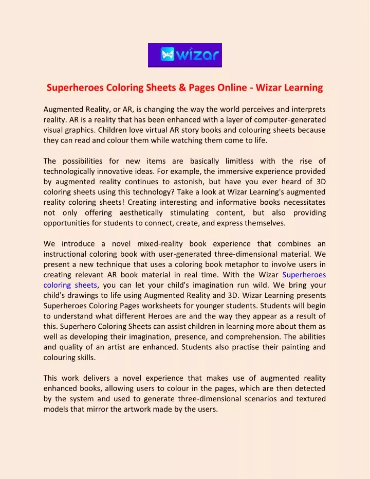 PPT - Superheroes Coloring Sheets & Pages Online - Wizar Learning ...