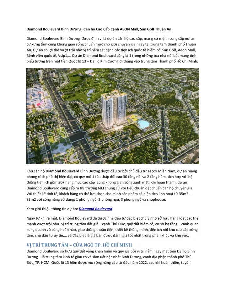 PPT - Diamond Boulevard Bình Dương: Căn hộ cao cấp cạnh AEON Mall, sân ...