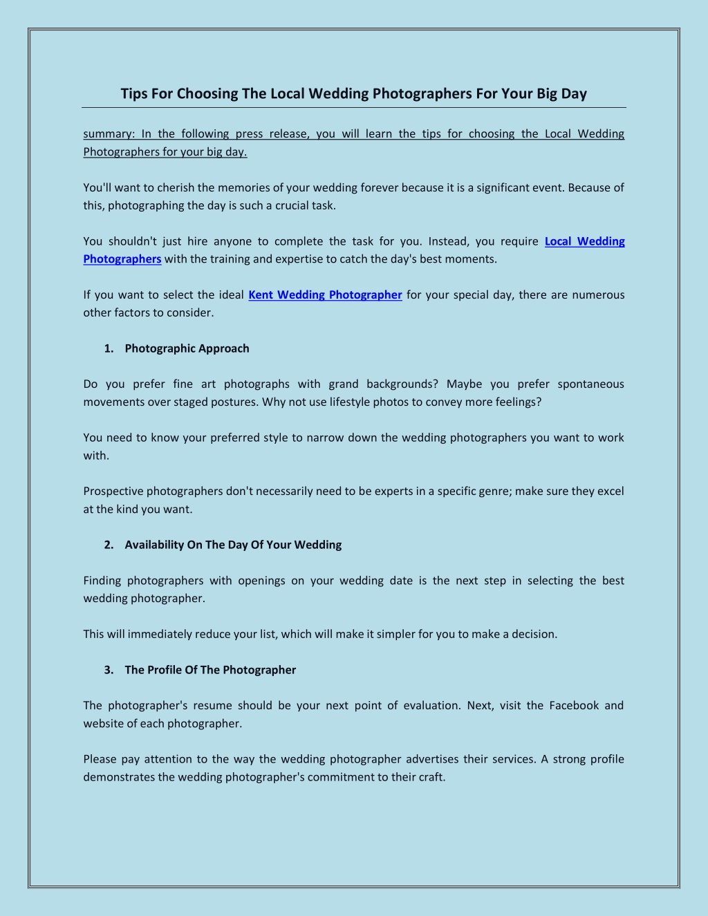 PPT - Tips For Choosing The Local Wedding Photographers For Your Big ...