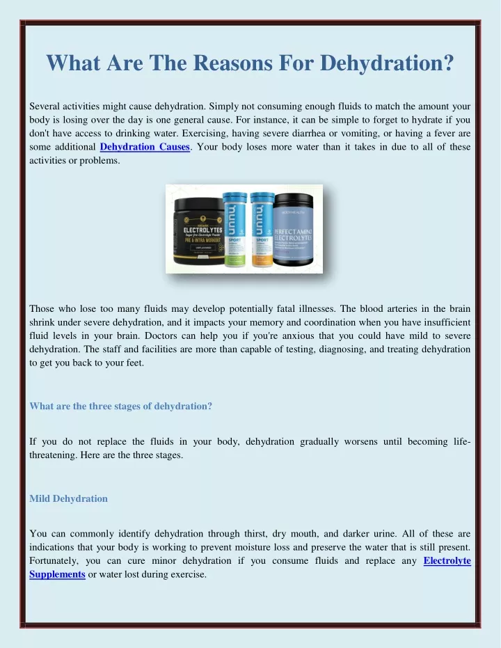 PPT - What Are The Reasons For Dehydration? PowerPoint Presentation ...