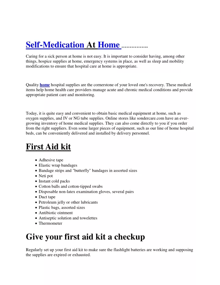 PPT - Self-Medication At Home PowerPoint Presentation, free download ...