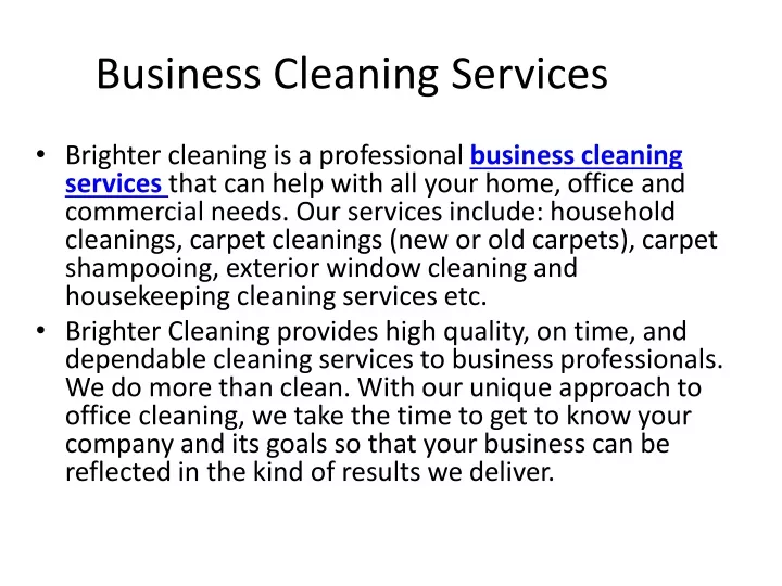PPT - Business Cleaning Services PowerPoint Presentation, free download ...