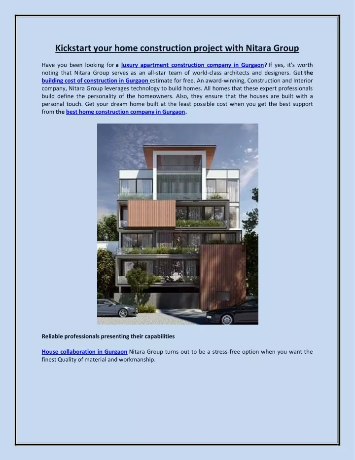 PPT - Kickstart your home construction project with Nitara Group ...