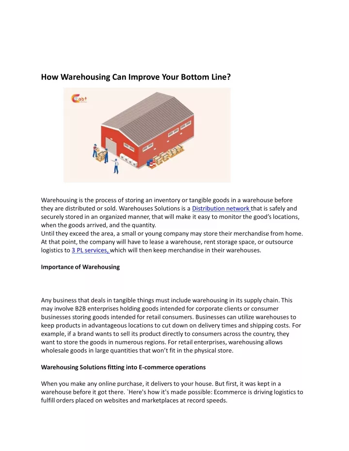 PPT - How Warehousing Can Improve Your Bottom Line? PowerPoint ...
