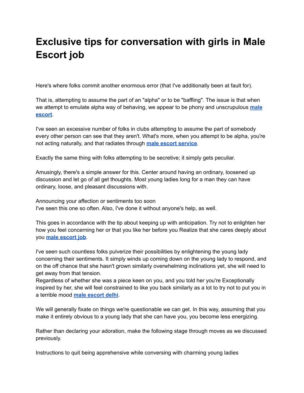 PPT - Exclusive tips for conversation with girls in Male Escort job ...