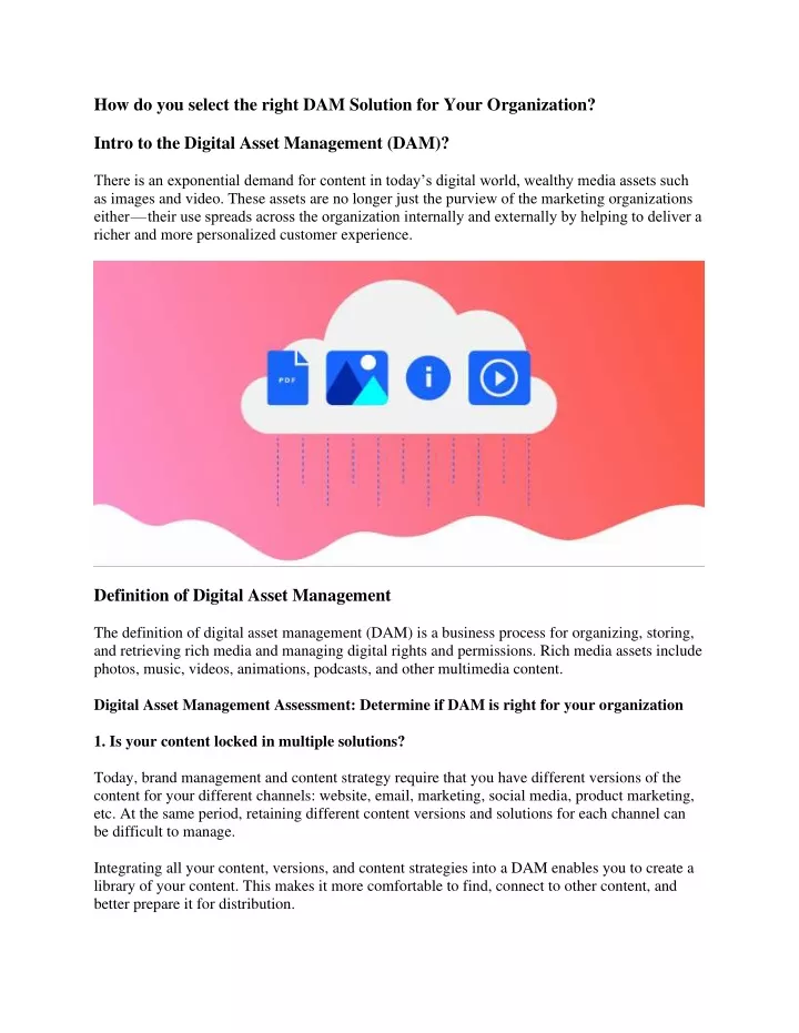 PPT - How do you select the right DAM Solution for Your Organization ...