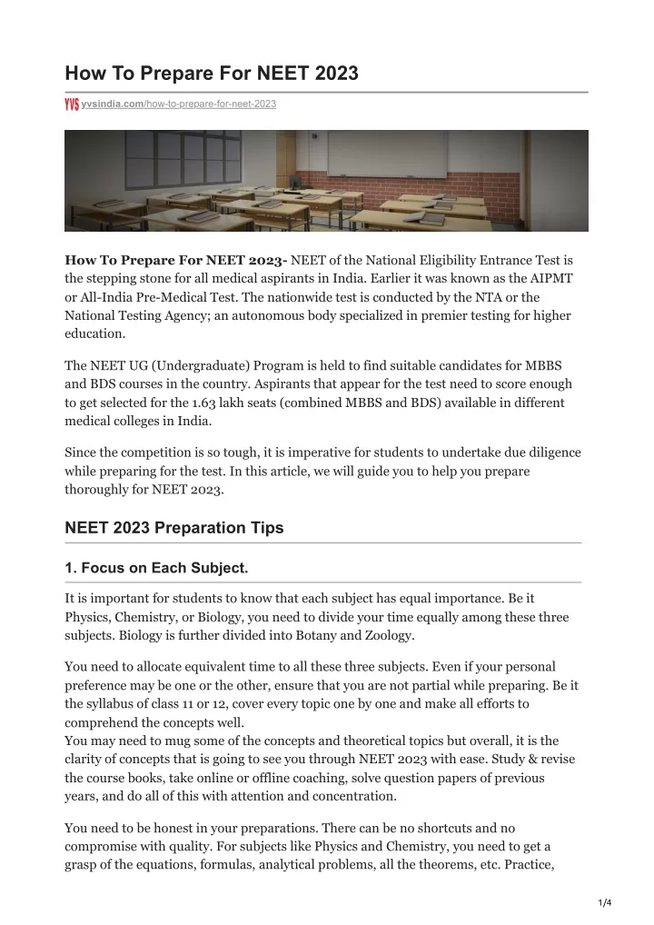 PPT - How To Prepare For NEET 2023 - NEET 2023 Preparation Tips - YVS ...
