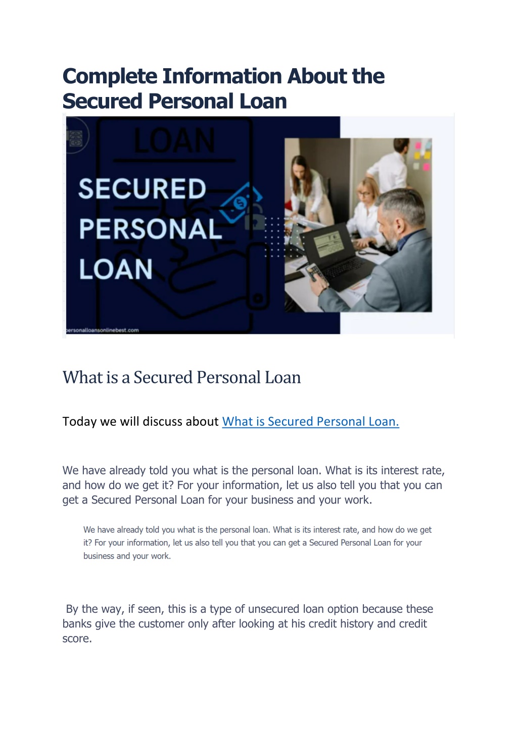 PPT - Complete Information About the Secured Personal Loan PowerPoint ...