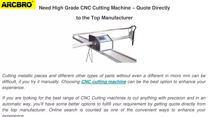 PPT - Need High Grade CNC Cutting Machine – Quote Directly to the Top ...