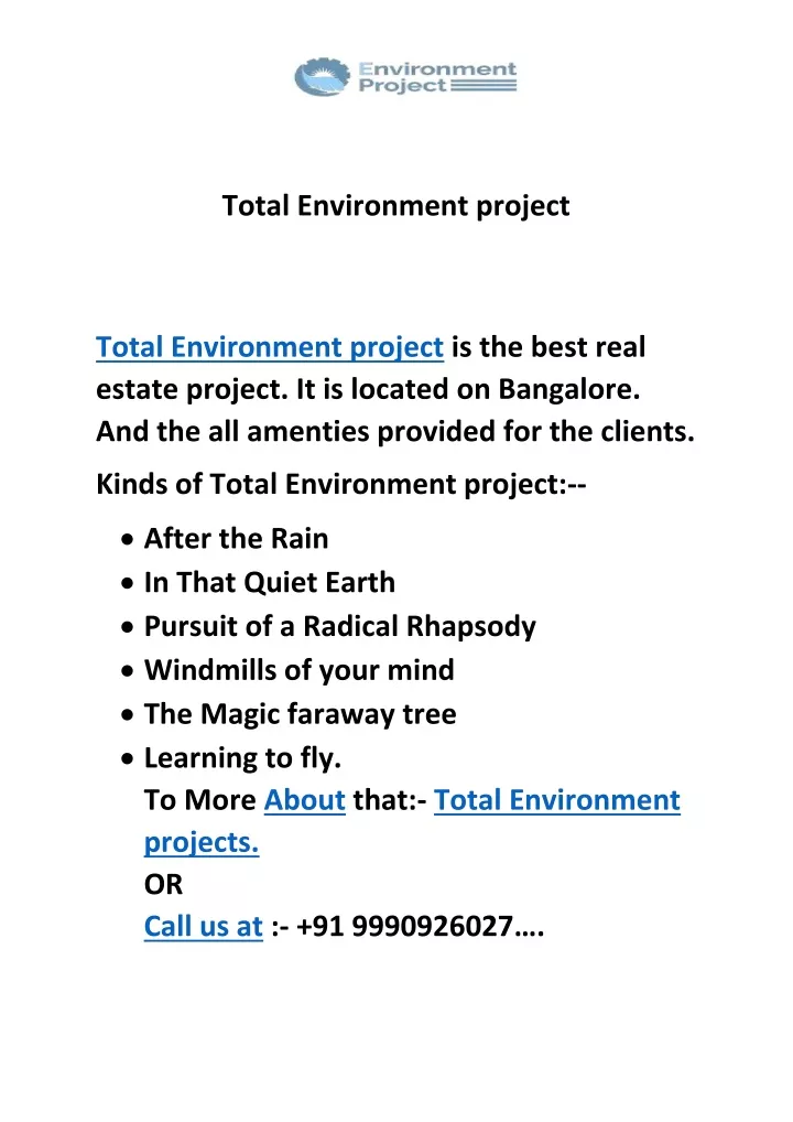PPT - Total Environment Project | Total Environment properties | Total ...