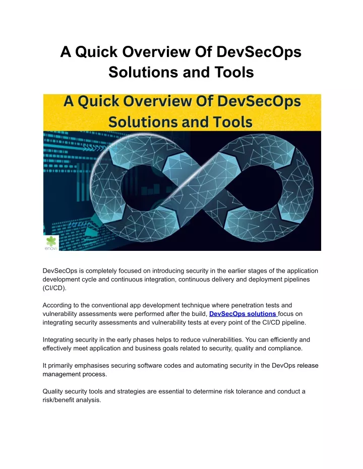 PPT - A Quick Overview Of DevSecOps Solutions and Tools PowerPoint Presentation - ID:11619295