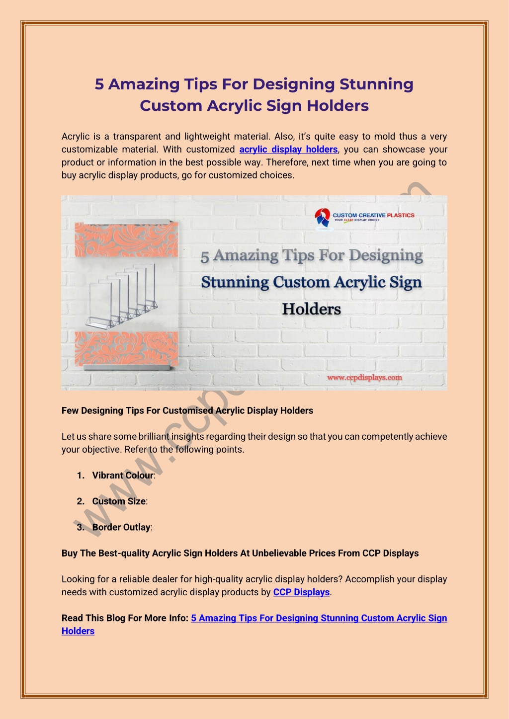 PPT - 5 Amazing Tips For Designing Stunning Custom Acrylic Sign Holders ...