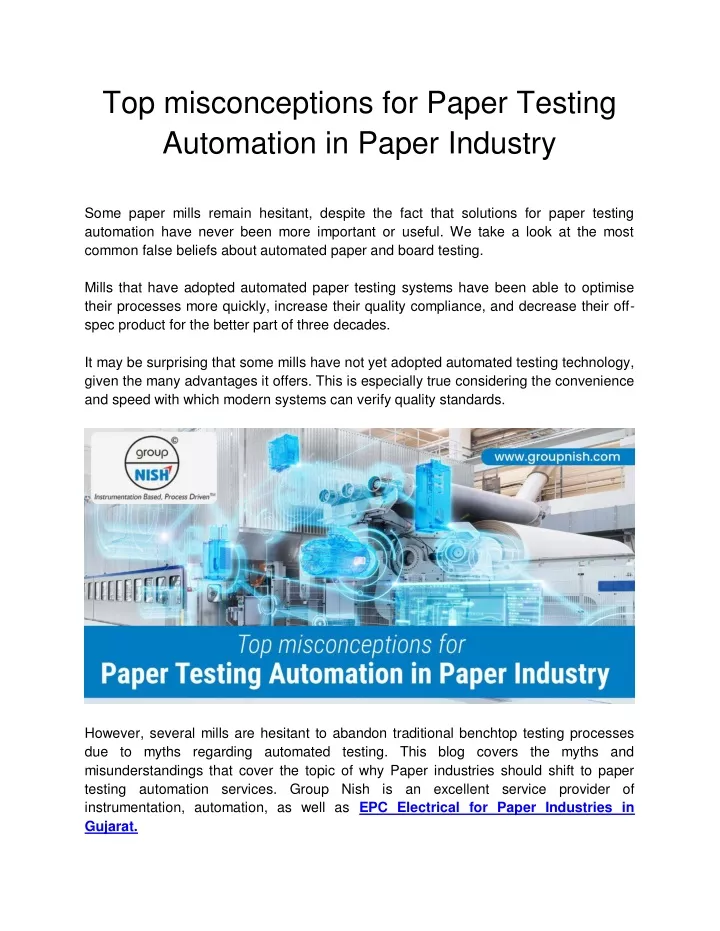 PPT - Top misconceptions for Paper Testing Automation in Paper Industry ...