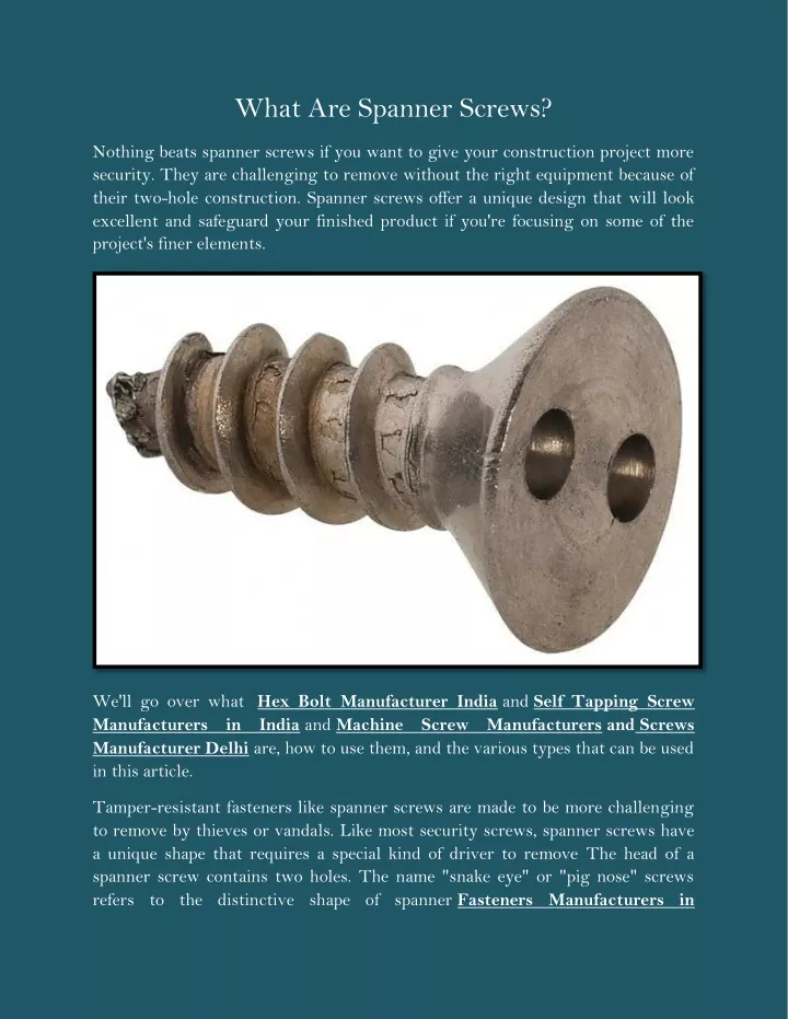 PPT - What Are Spanner Screws PowerPoint Presentation, free download ...