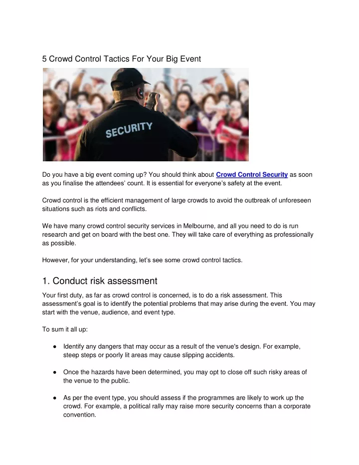 PPT - 5 Crowd Control Tactics For Your Big Event PowerPoint ...