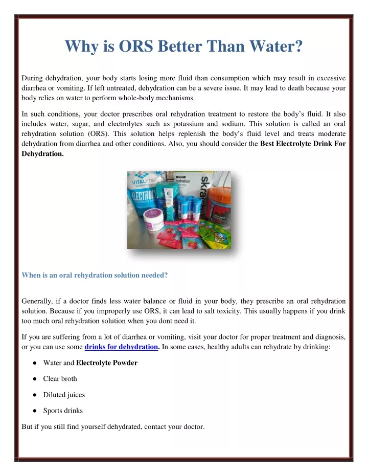 PPT - Why is ORS Better Than Water? PowerPoint Presentation, free ...