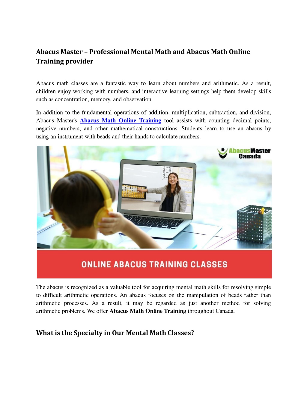 PPT - Abacus Master – Professional Mental Math and Abacus Math Online Training provider ppt ...